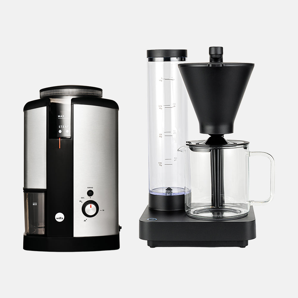 Wilfa Performance Compact Coffee Maker and Svart Coffee Grinder (Silve ...